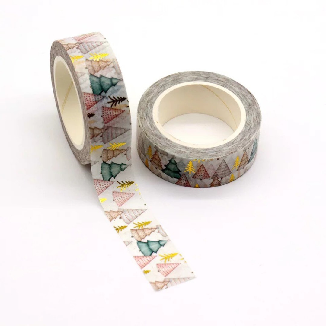 Christmas Tree Washi Tape, Decorative Pink Foiled Xmas Tape, 10m Self ...