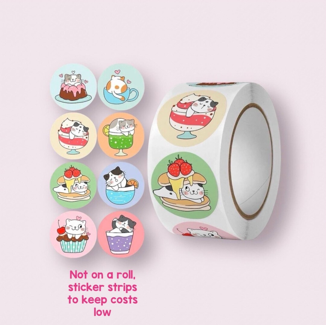 Cat Circular Craft Stickers, 25mm Cute Cat Picture Stickers, Animal ...