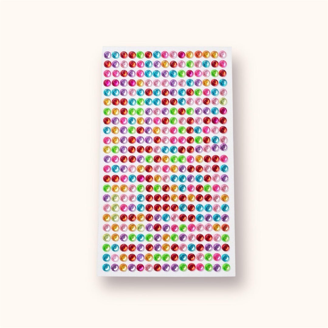 Rhinestone Gem Craft Stickers, 5mm Round Sticky Jewels, Rainbow Gem ...