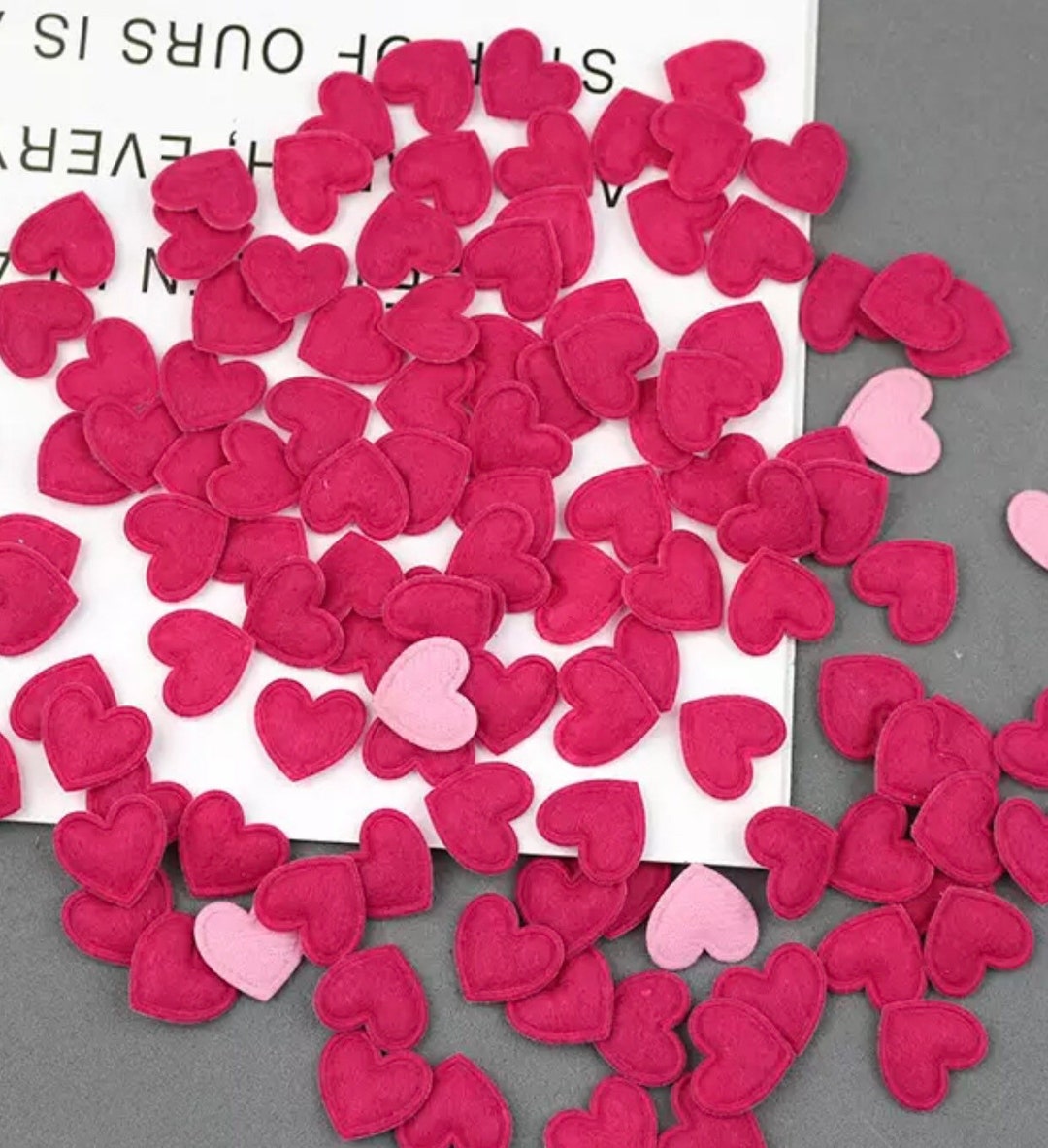 Heart Shaped Dark Pink Felt Fabric Embellishments, 17mm Fabric Hearts ...