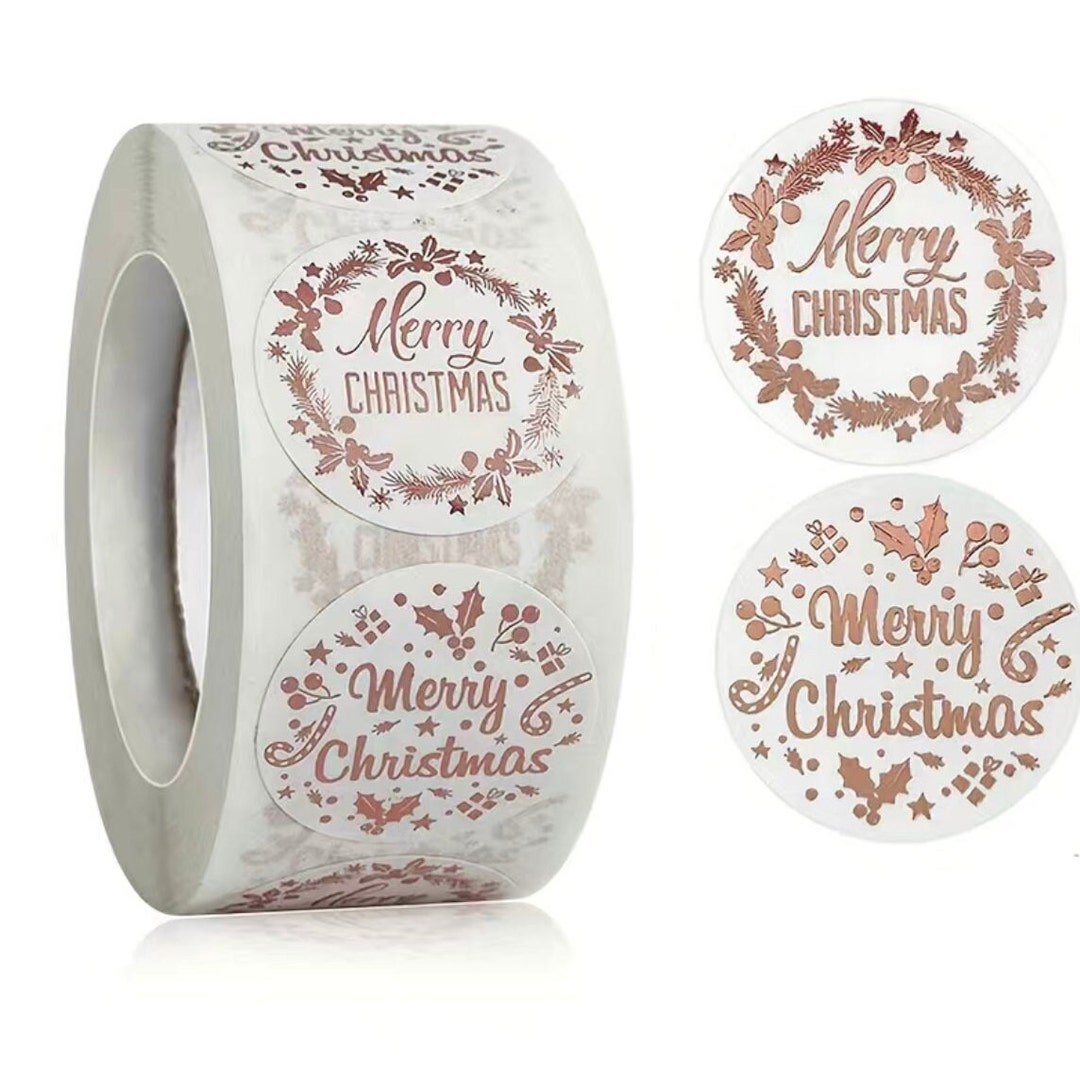 Christmas Craft Stickers, 25mm Round Bronze Metallic Merry Christmas ...