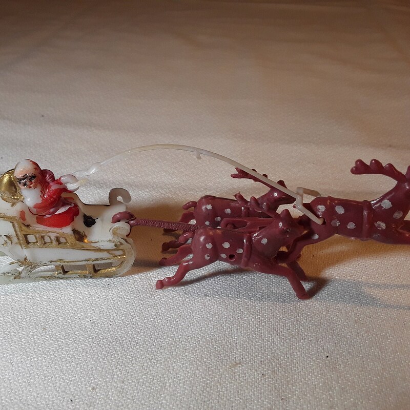 1950s Vintage Santa and Sleigh With Reindeer - Etsy