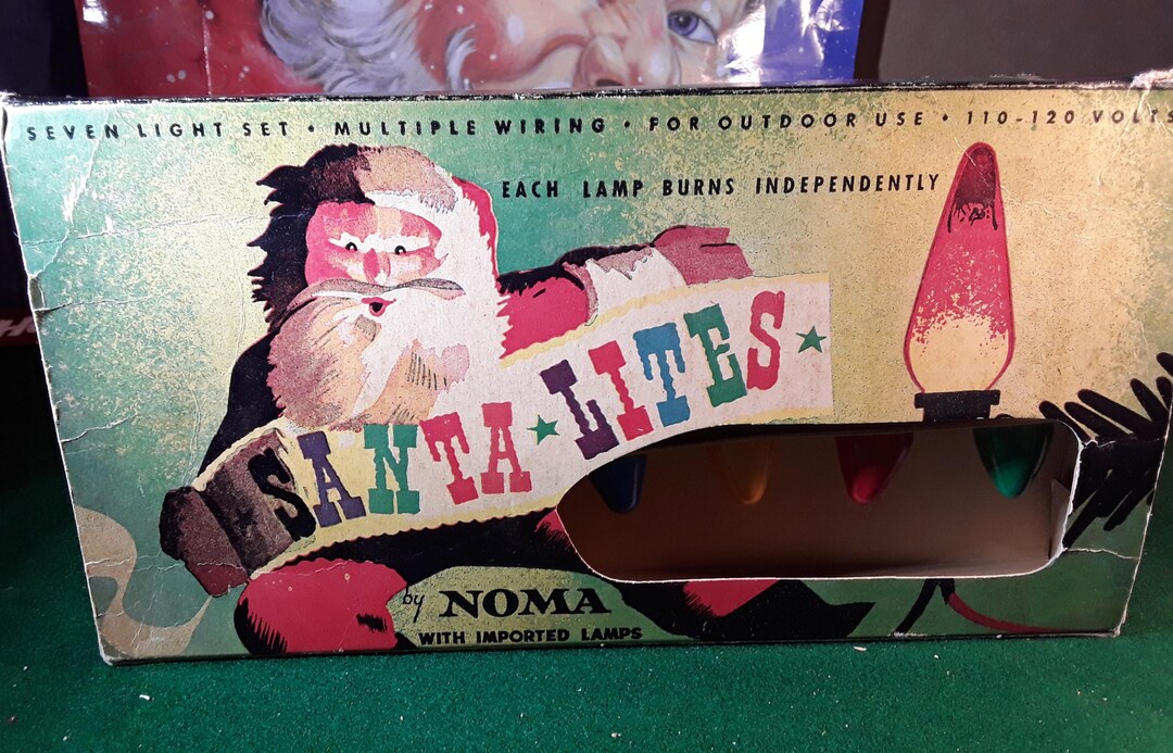 1940's Noma Santa Lites. 7 Light Working Set With Great Graphics. Hard ...