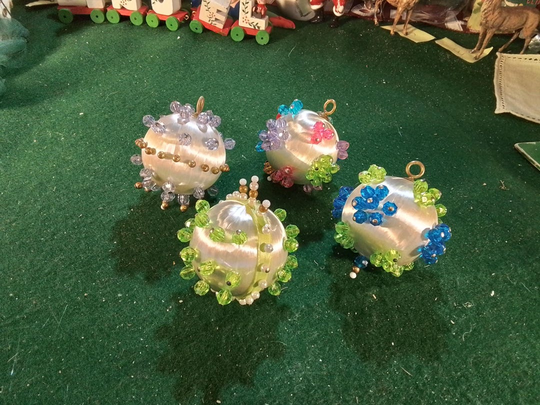 Vintage Satin Wrapped Push Pin Christmas Ornaments - Etsy