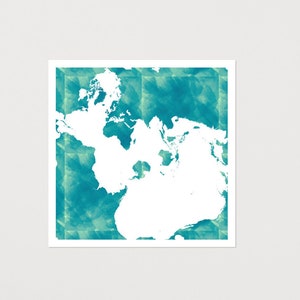The Spilhaus World Ocean Map in a Square Projection Poster (turquoise ...