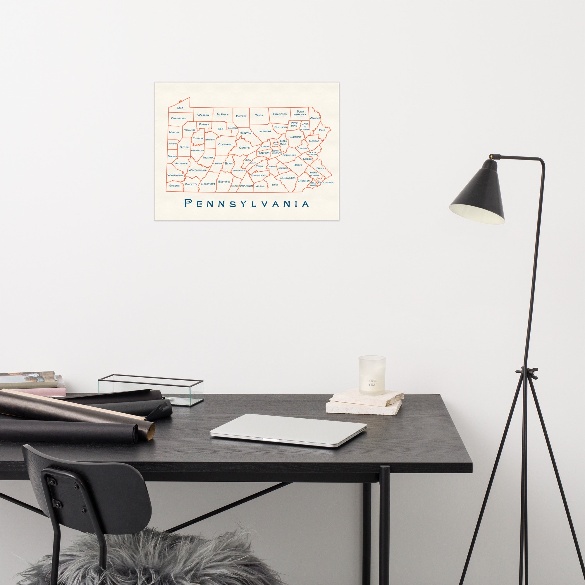 Pennsylvania Counties Map Poster, 18 Inches X 24 Inches printed on ...