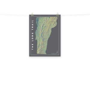The Long Trail Map - LT Trail Map - Vermont Topographic Relief Map (two ...