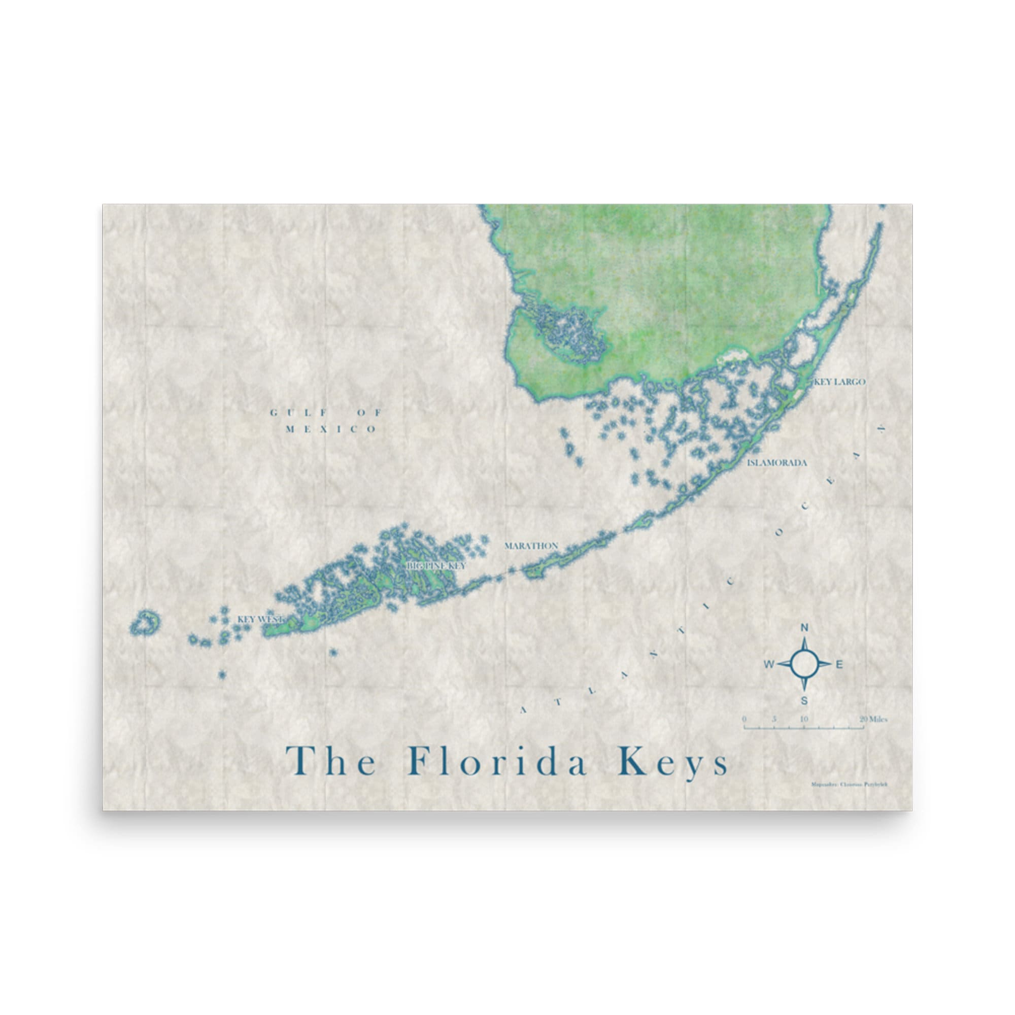 The Florida Keys Map Vintage Style Island Map available in Multiple ...