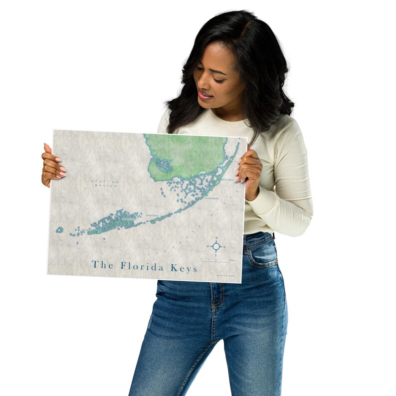 The Florida Keys Map - Vintage Style Island Map (available in Multiple ...