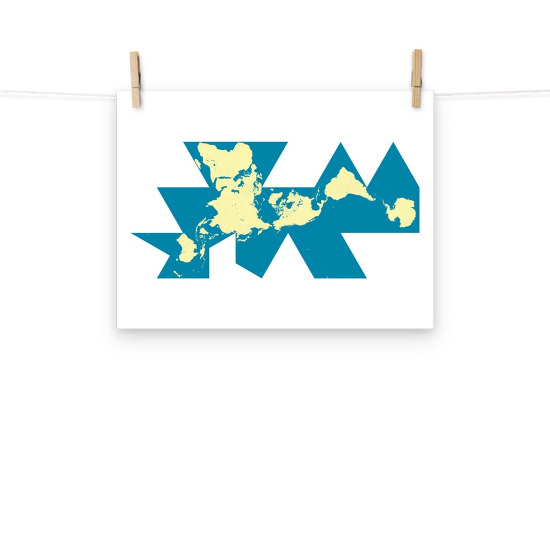 Dymaxion Map / Fuller Map of the World - World Map Poster (yellow and ...