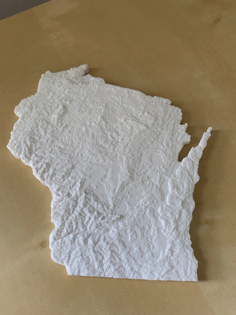 3D Printed Topographic Wisconsin Map – State Art, Geography Gift - Etsy