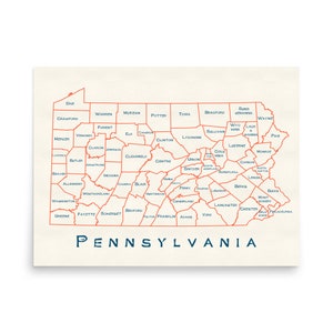 Pennsylvania Counties Map Poster, 18 Inches X 24 Inches (printed on ...