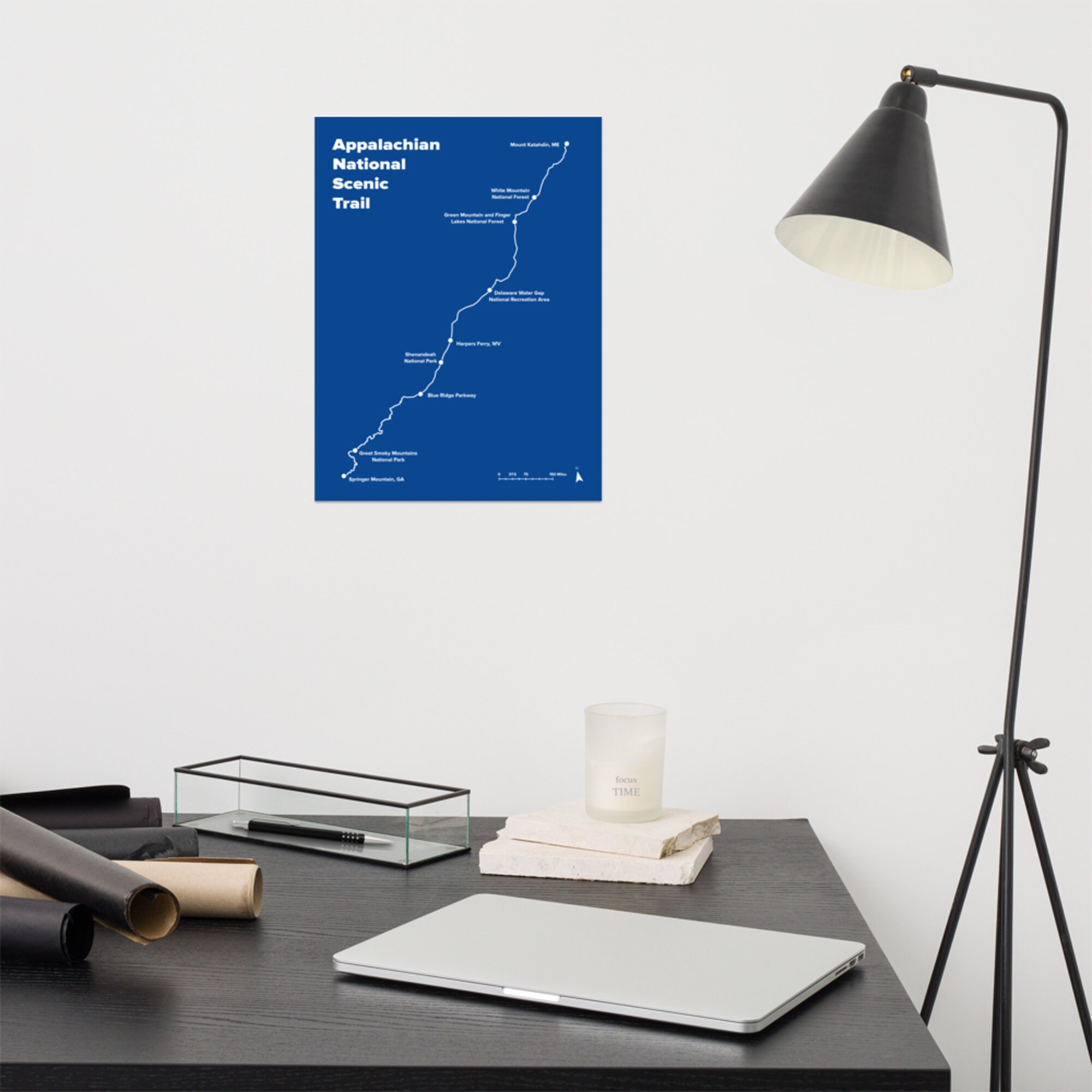 Appalachian Trail Map Print AT Trail Map Thru Hiker Gift Minimalist ...