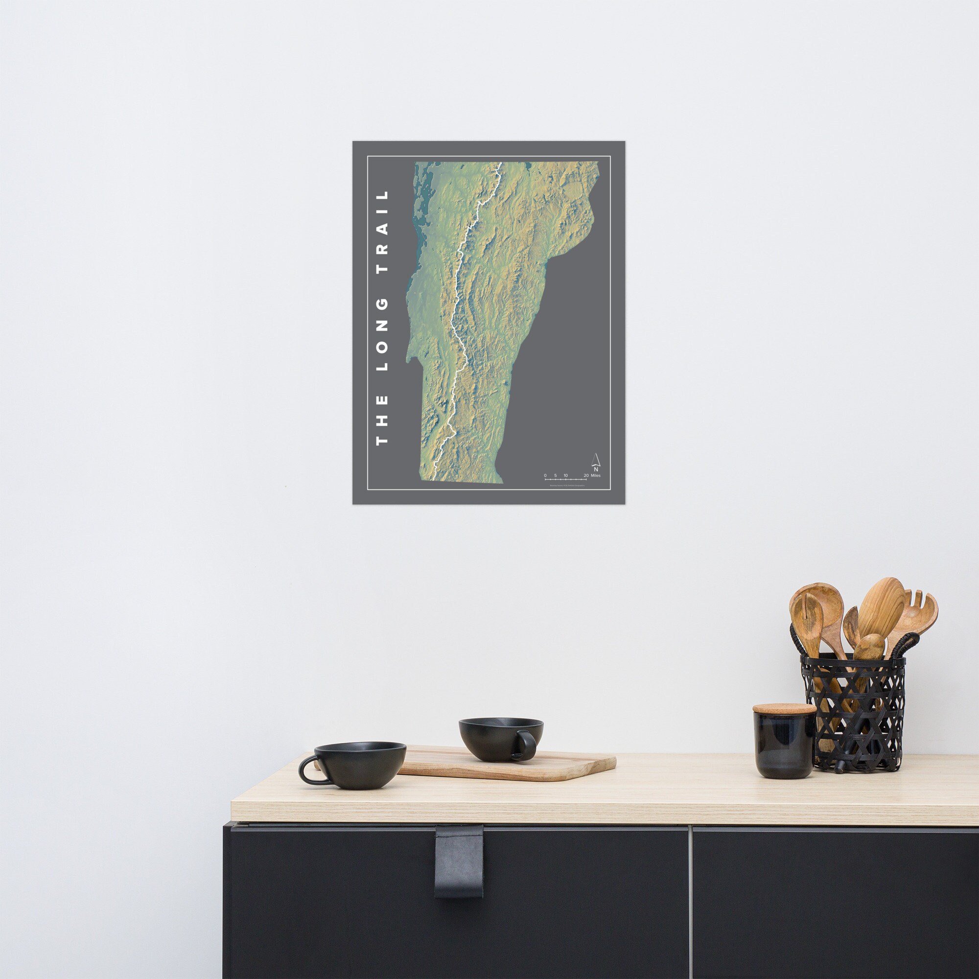 The Long Trail Map LT Trail Map Vermont Topographic Relief Map two ...