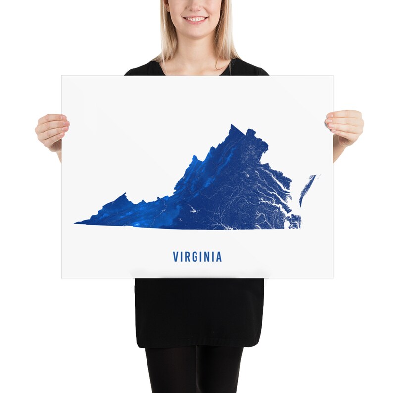 Topographic Map of Virginia Virginia Map Print Blue, Available in ...