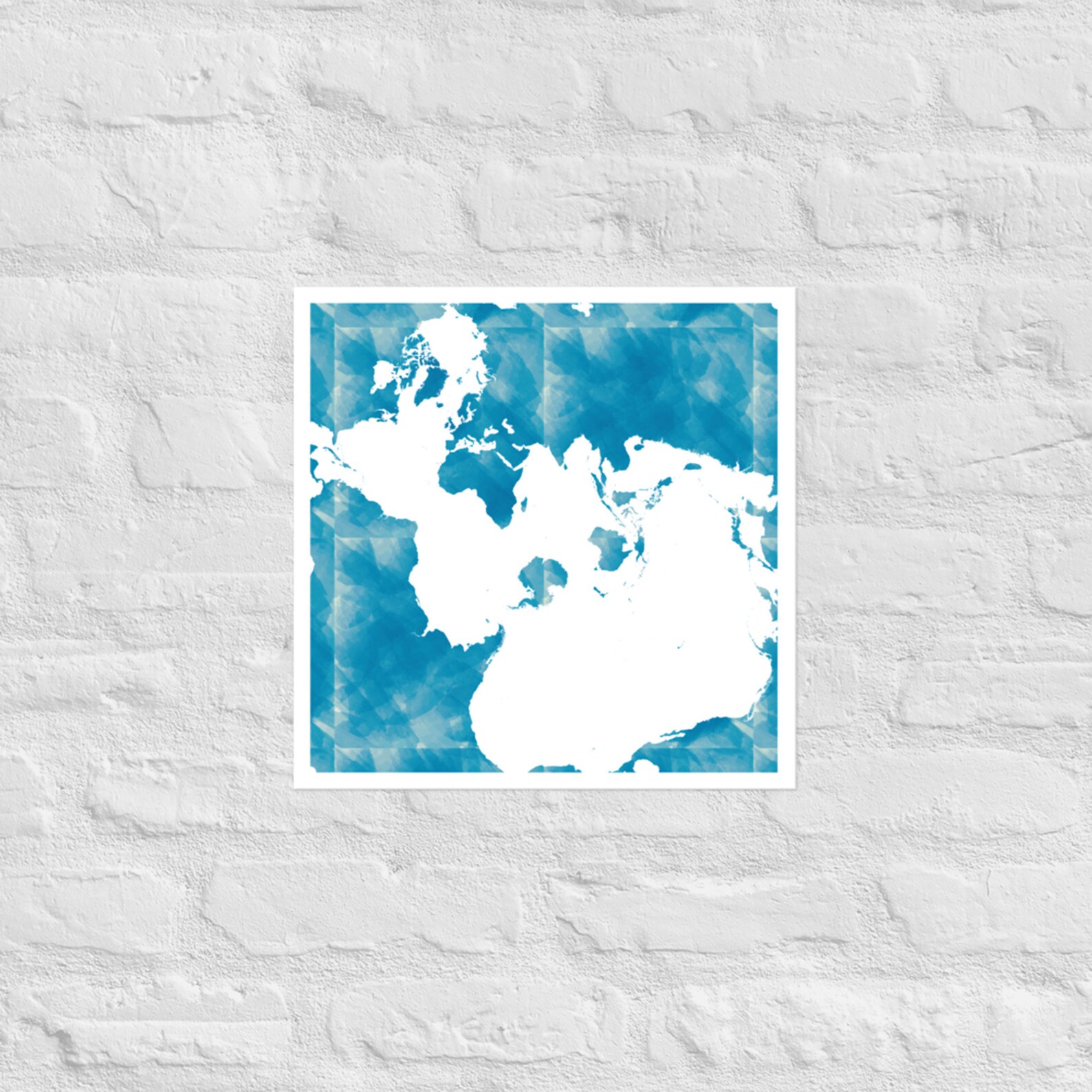 The Spilhaus World Ocean Map in a Square Projection Poster blue Fish ...