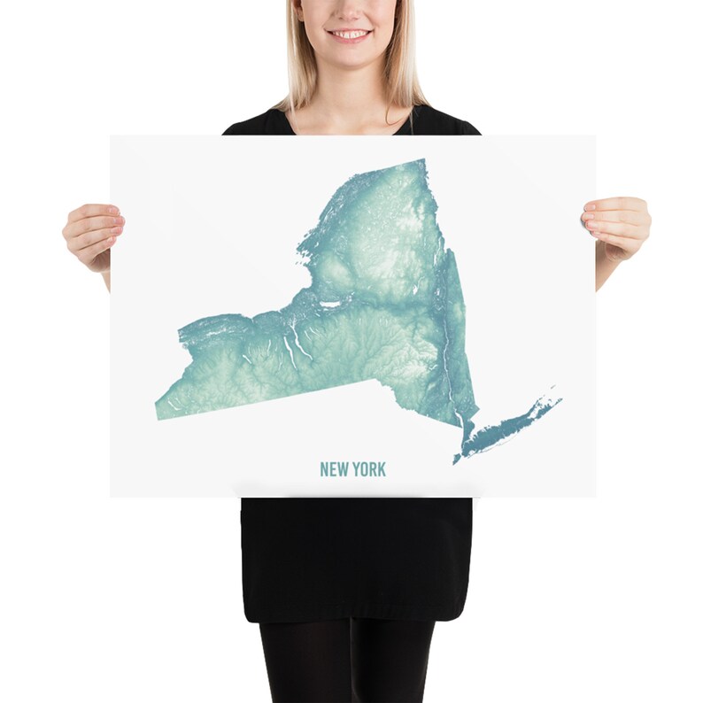 Topographic Map of New York multiple Sizes - Etsy