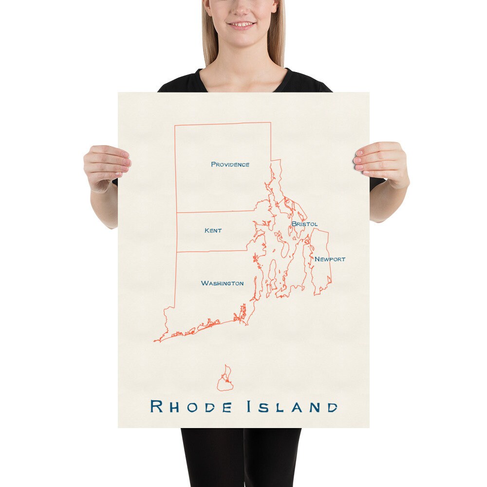 Rhode Island Counties Map - Etsy
