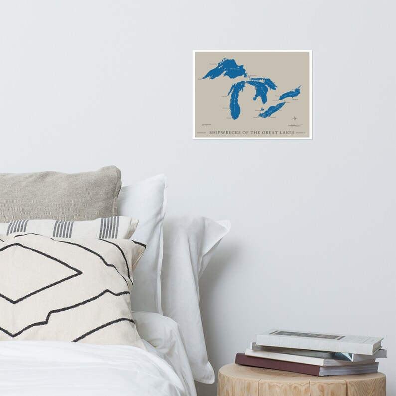 Great Lakes Shipwrecks Map Poster available in Multiple Sizes - Etsy