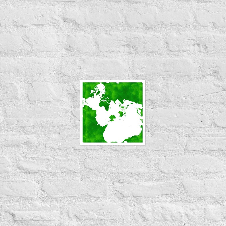 The Spilhaus World Ocean Map in a Square Projection Poster (green) Fish ...
