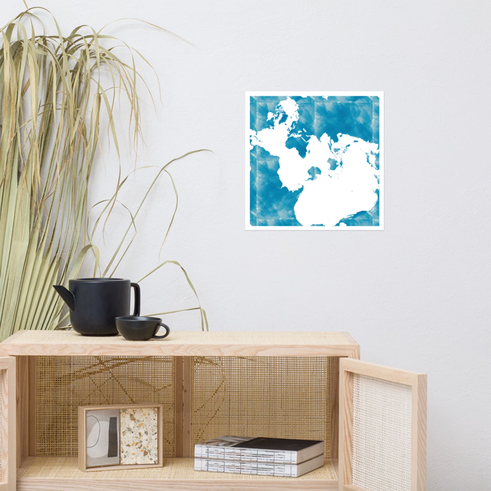 The Spilhaus World Ocean Map in a Square Projection Poster blue Fish ...