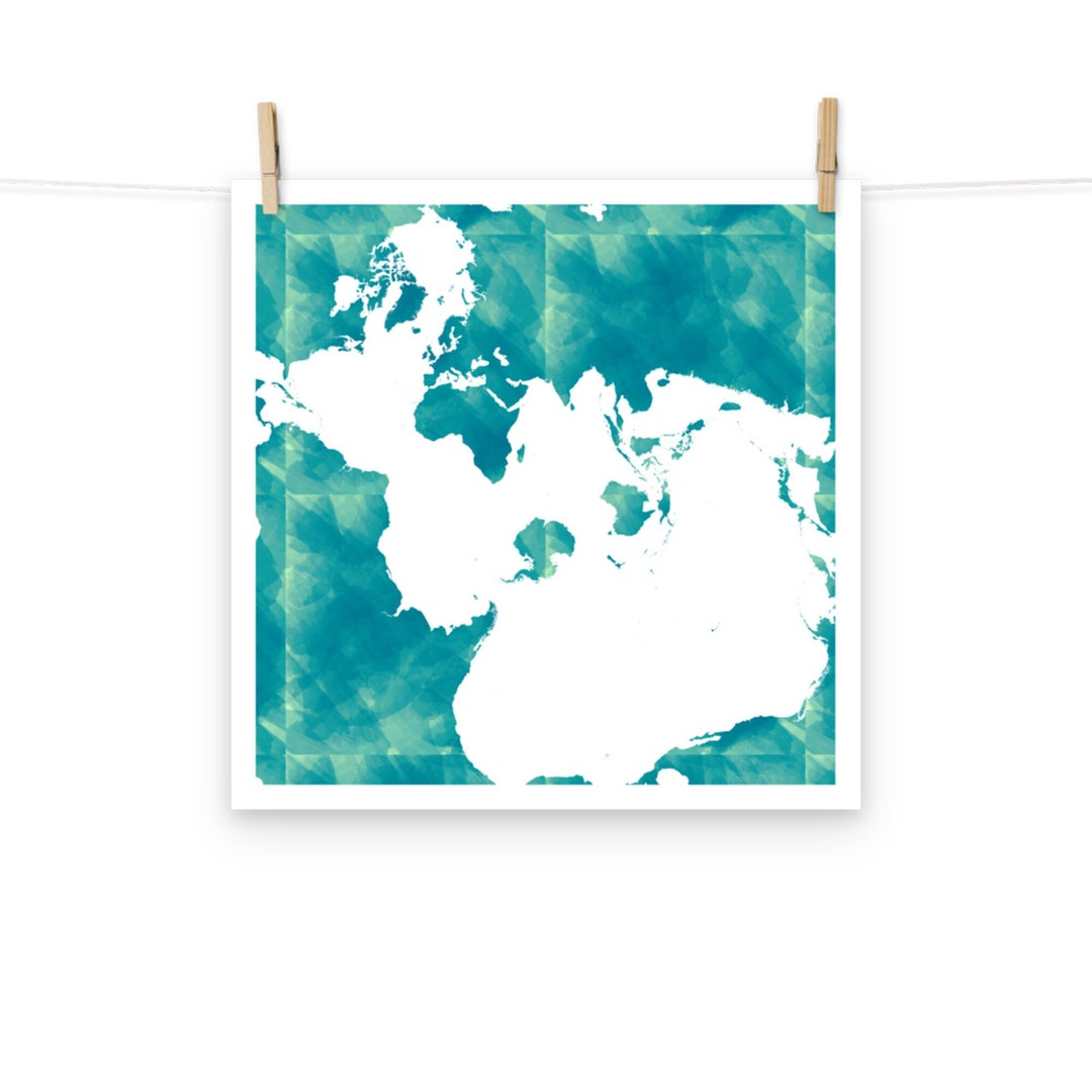 The Spilhaus World Ocean Map in a Square Projection Poster (turquoise ...
