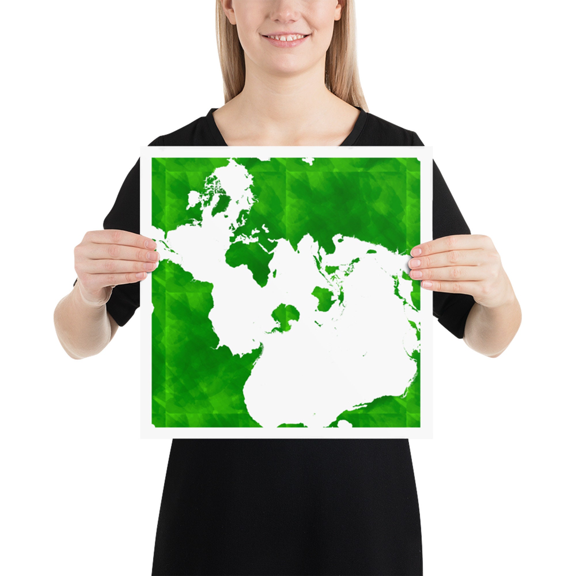 The Spilhaus World Ocean Map in a Square Projection Poster (green) Fish ...