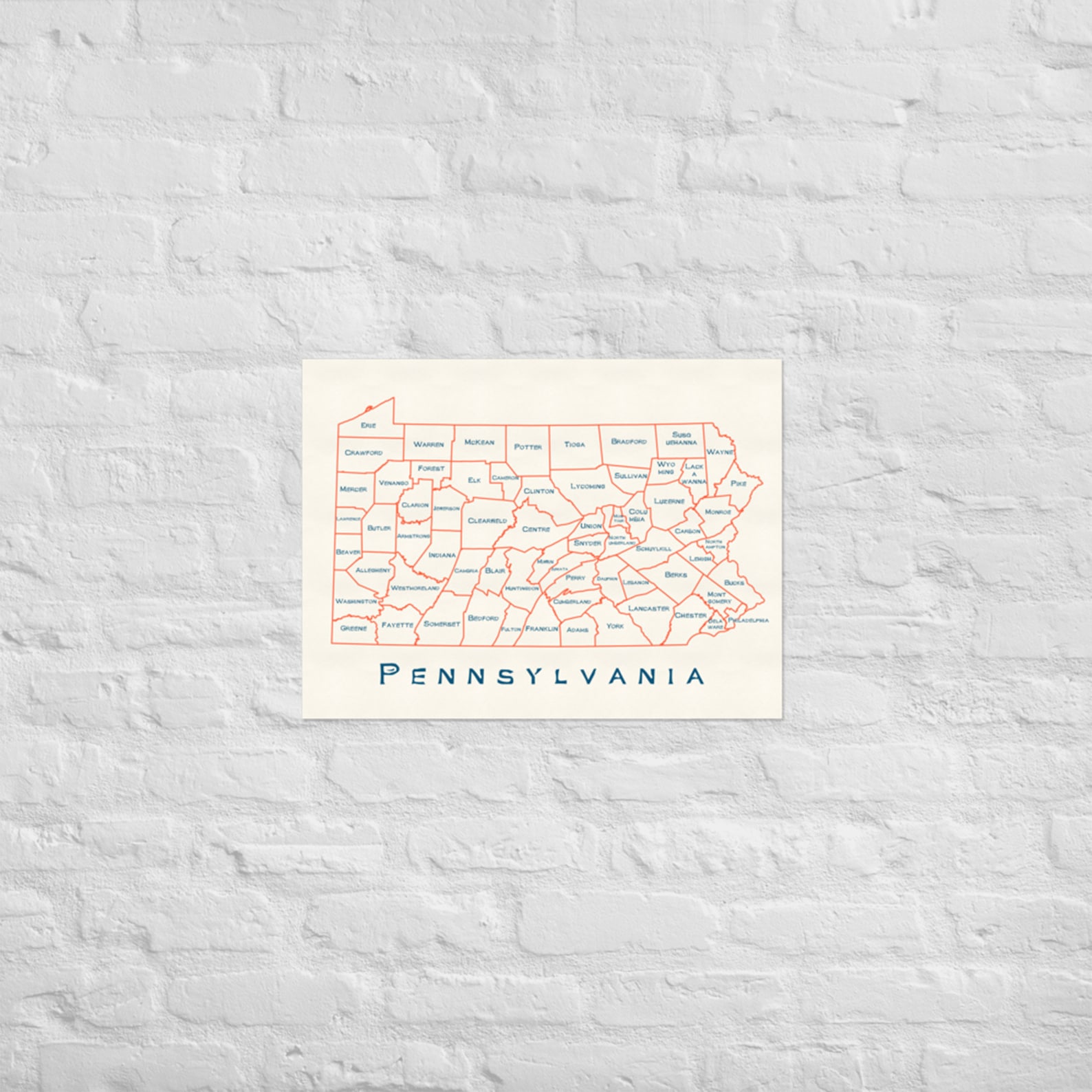 Pennsylvania Counties Map Poster, 18 Inches X 24 Inches printed on ...