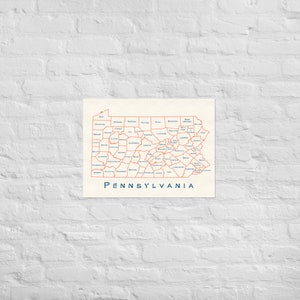 Pennsylvania Counties Map Poster, 18 Inches X 24 Inches (printed on ...