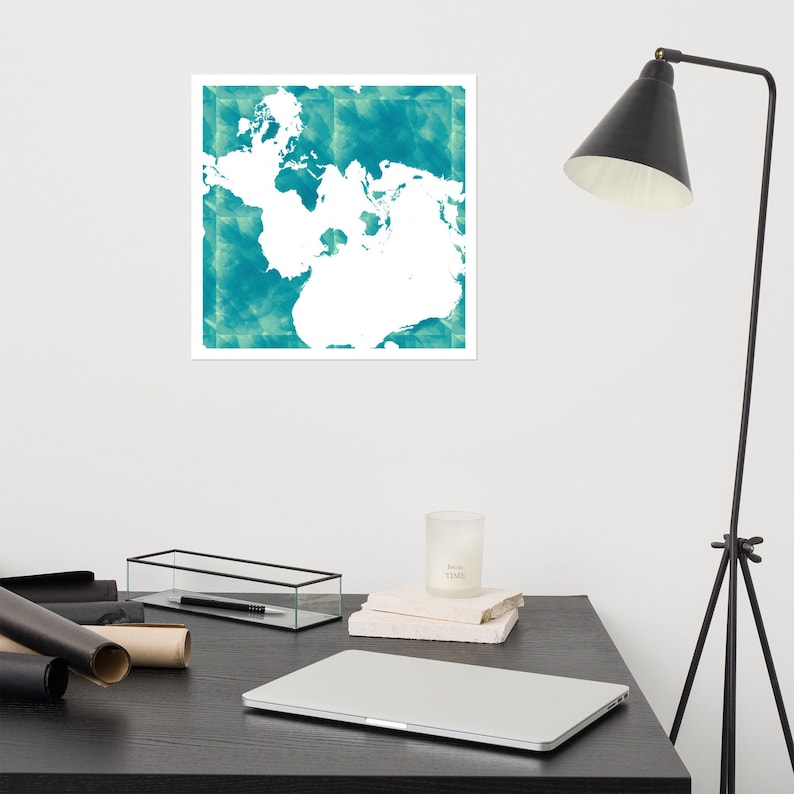 The Spilhaus World Ocean Map in a Square Projection Poster (turquoise ...