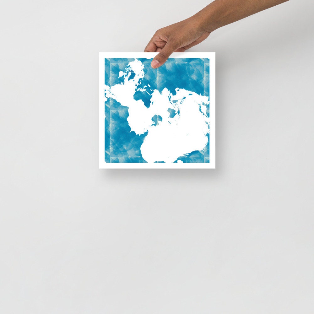 The Spilhaus World Ocean Map in a Square Projection Poster (blue) Fish ...