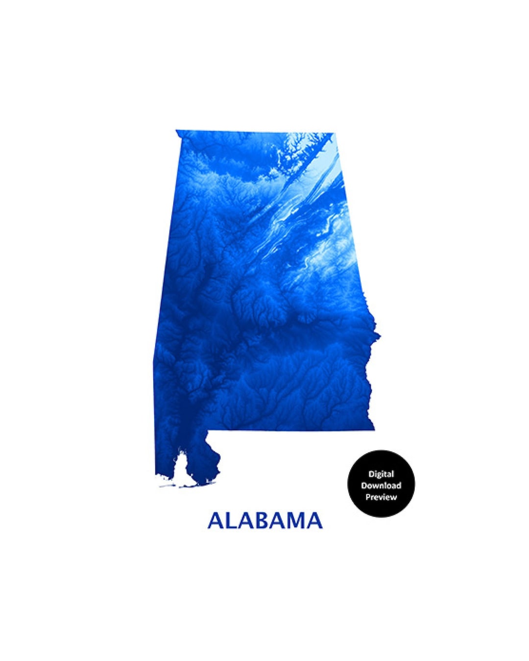 Alabama Printable Map | *digital Download* | 12 in X 16 in | Multiple ...