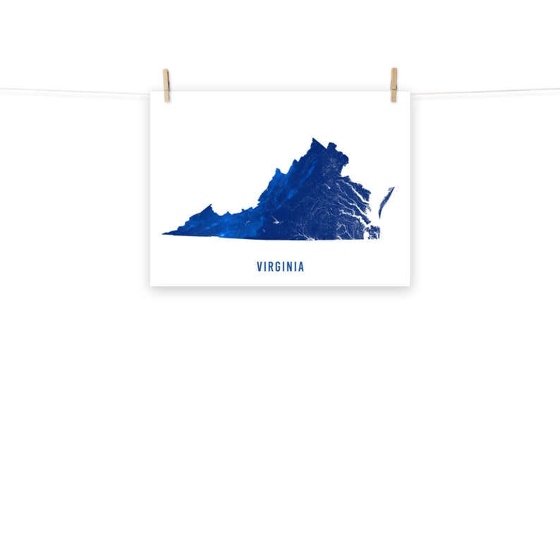 Topographic Map of Virginia Virginia Map Print Blue - Etsy