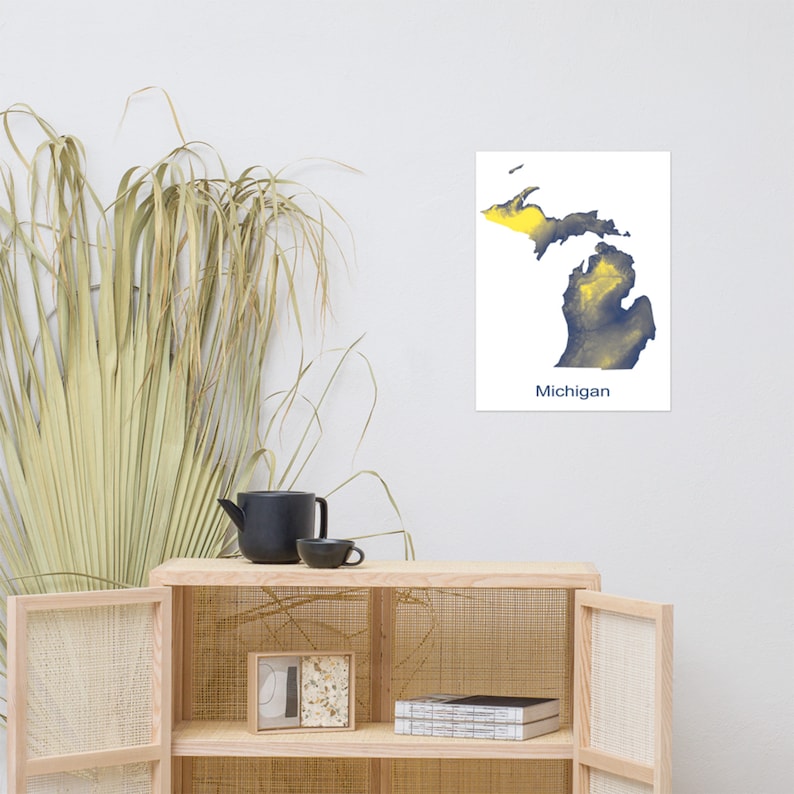 Map of Michigan Michigan Map Poster Michigan Map Print, Available in ...