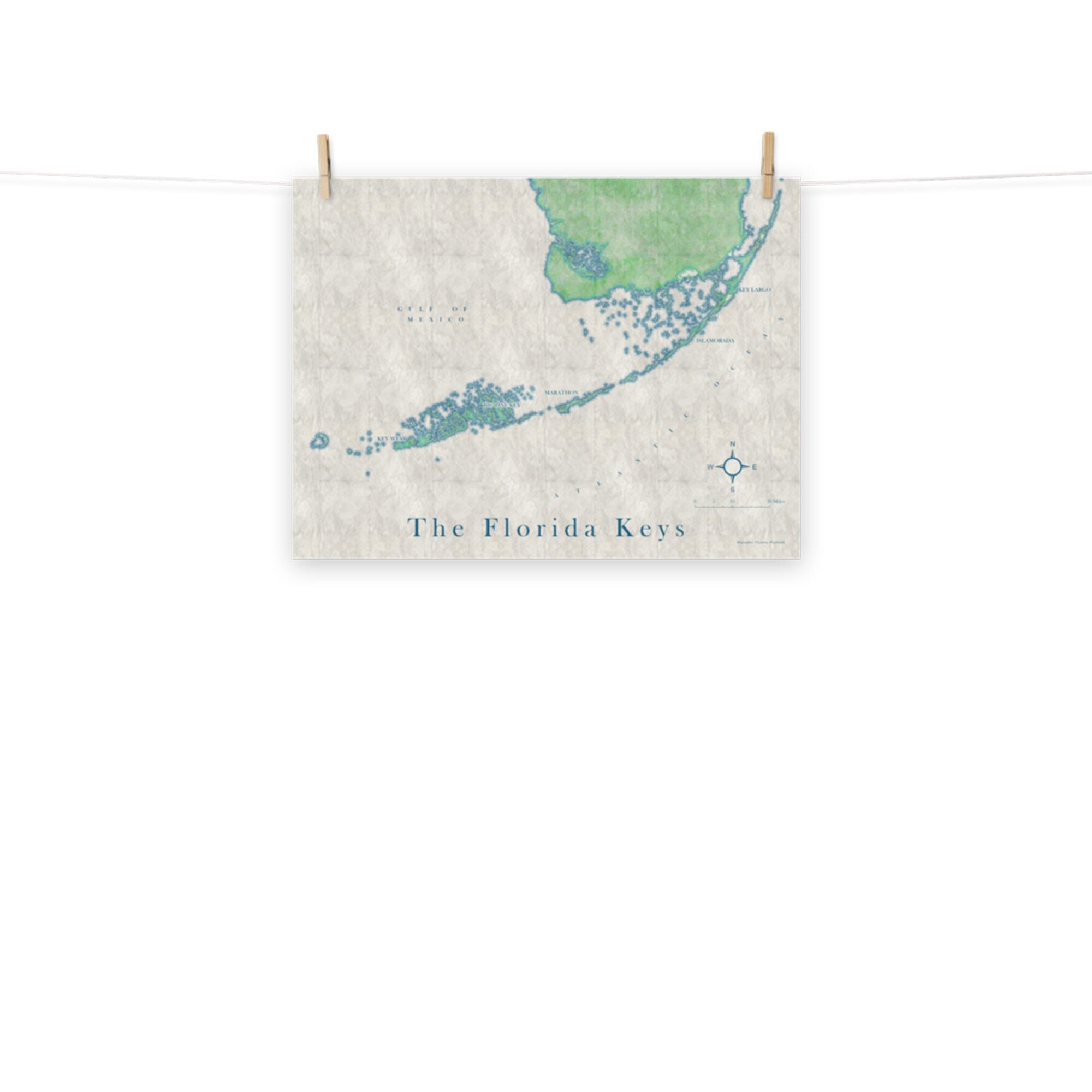 The Florida Keys Map - Vintage Style Island Map (available in Multiple ...
