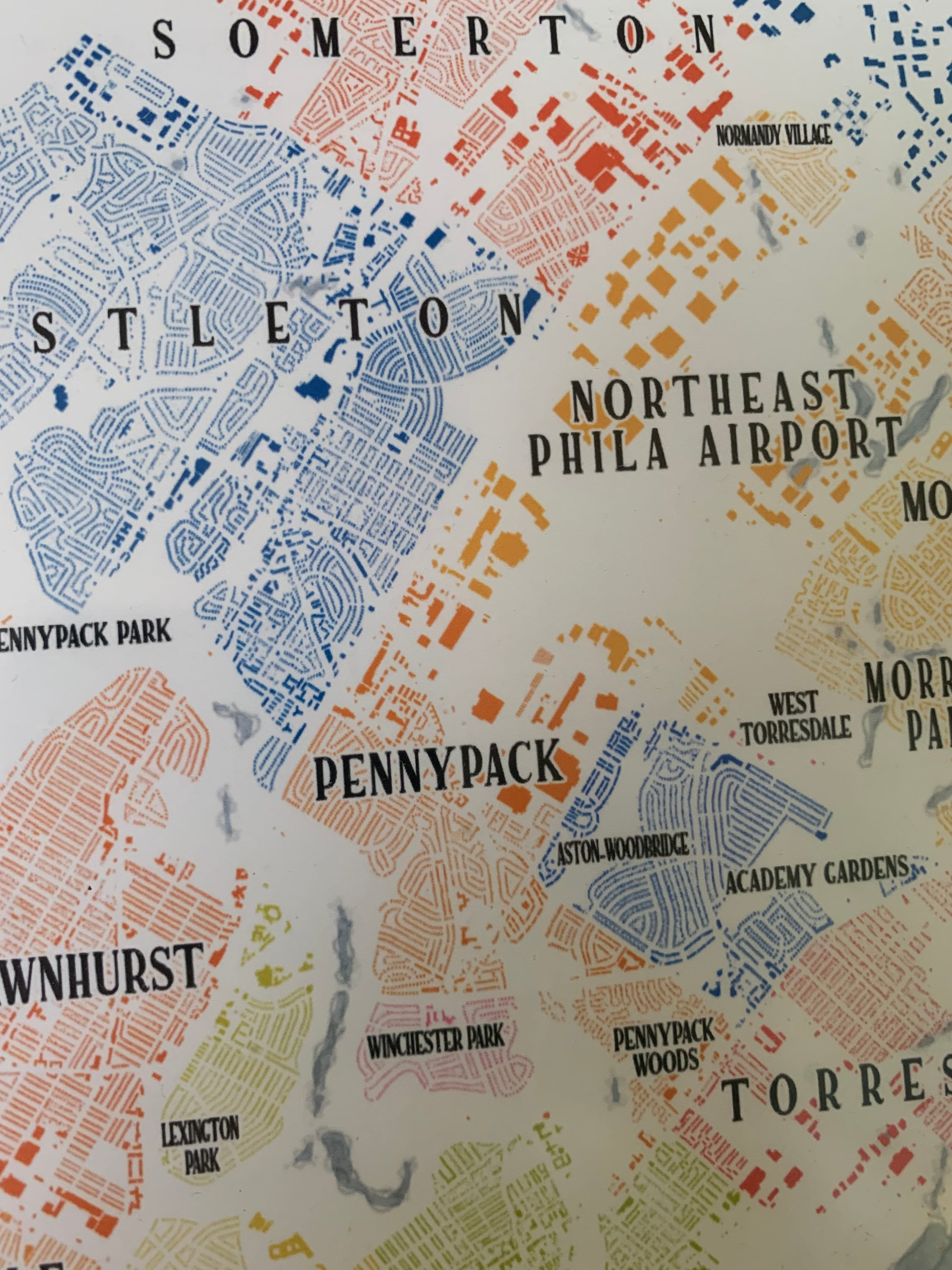 Vibrant Philadelphia Neighborhoods Map Poster | the City of Brotherly ...