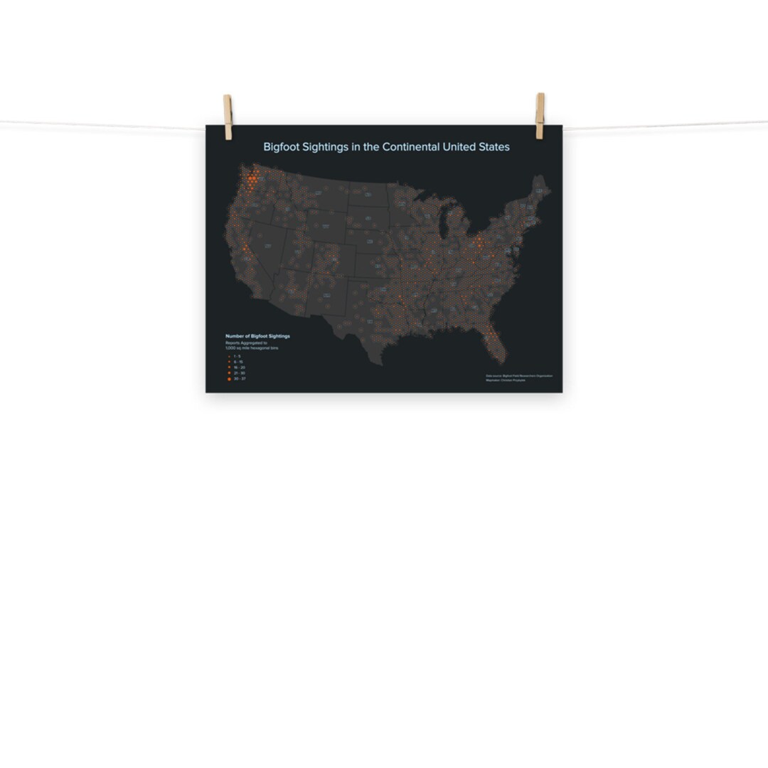 Bigfoot Sightings Hotspots in the Continental United States Map ...