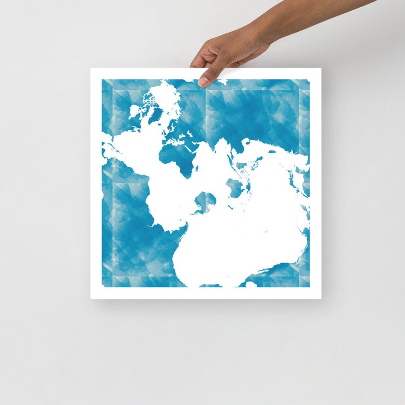 The Spilhaus World Ocean Map in a Square Projection Poster (blue) Fish ...