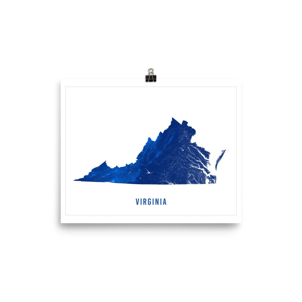 Topographic Map of Virginia Virginia Map Print Blue, Available in ...