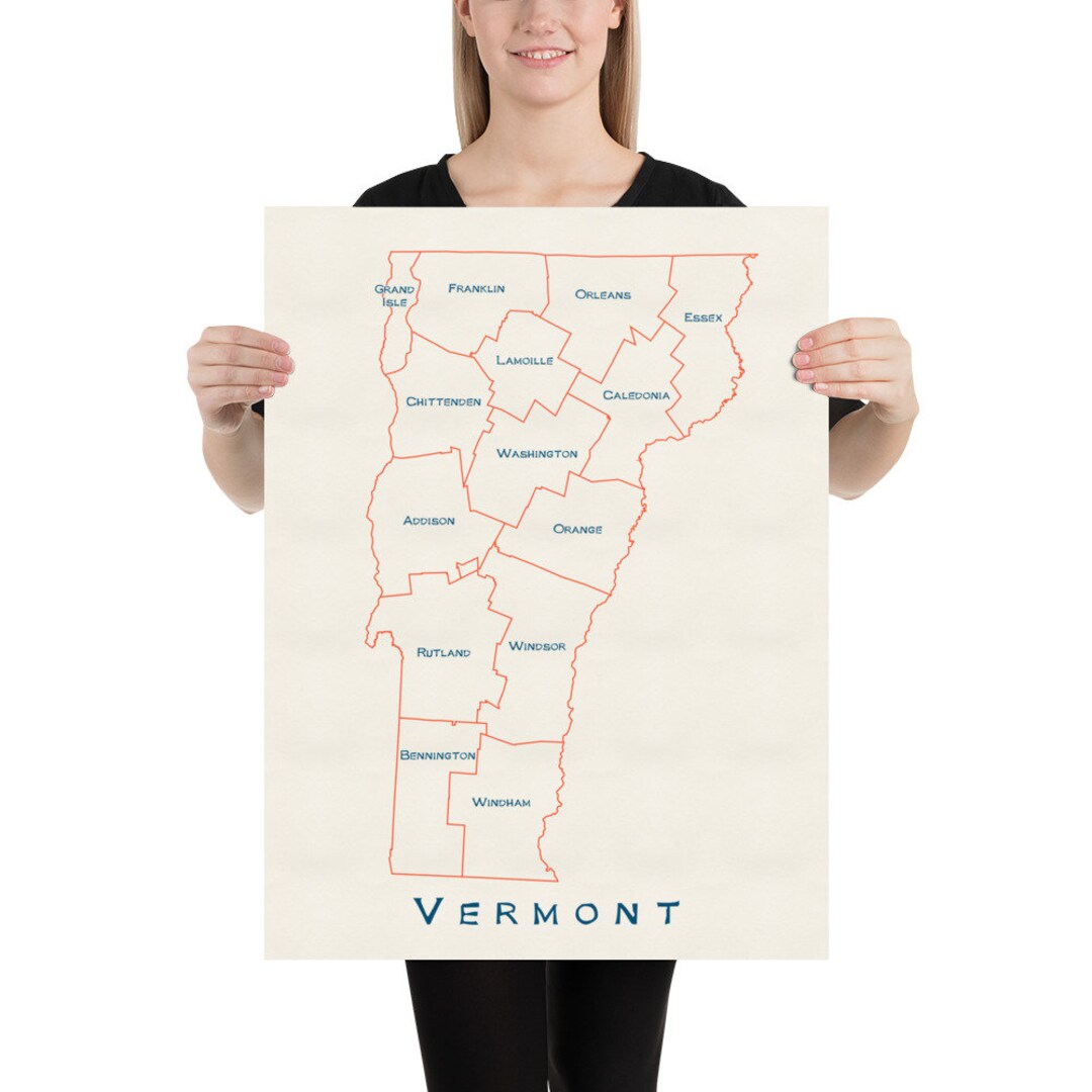 Vermont Counties Map - Etsy