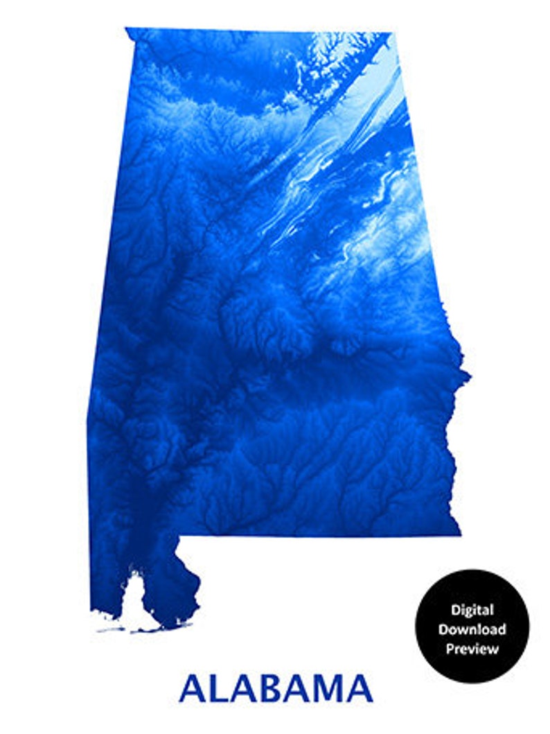 Alabama Printable Map | *digital Download* | 12 in X 16 in | Multiple ...