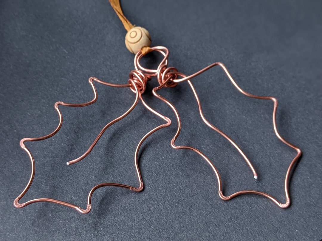 Hand Crafted Wire Holly Leaf Decoration/copper Wire Hanging Ornament ...
