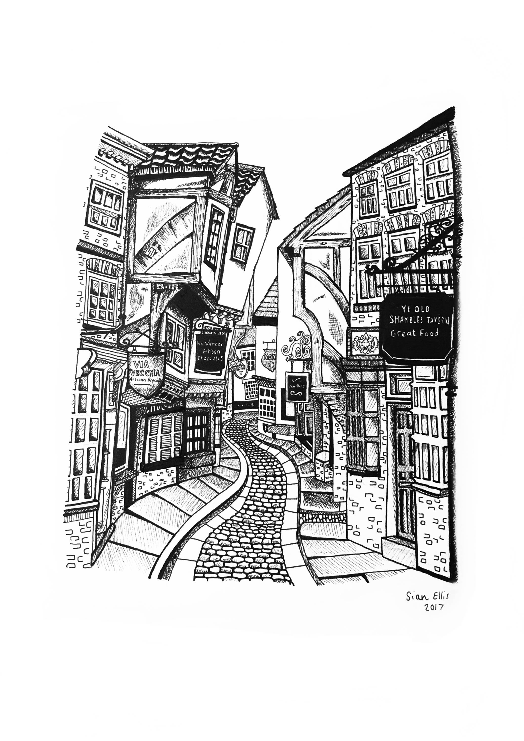 Signed A4 Illustration Print of the Shambles, York - Etsy