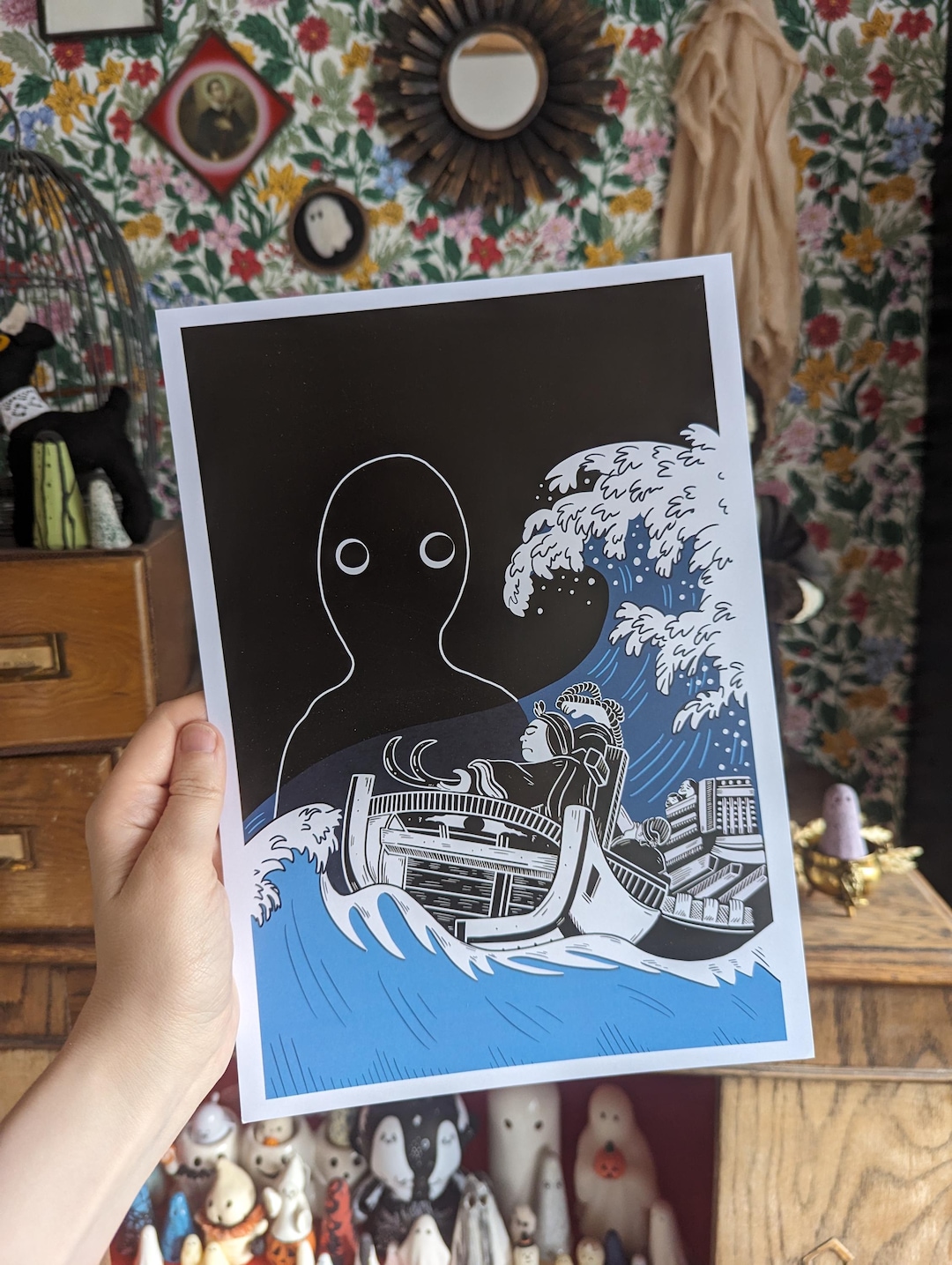 Umibōzu Japanese Ghost Yokai Print A4 / A5 Ghost Illustration Print - Etsy