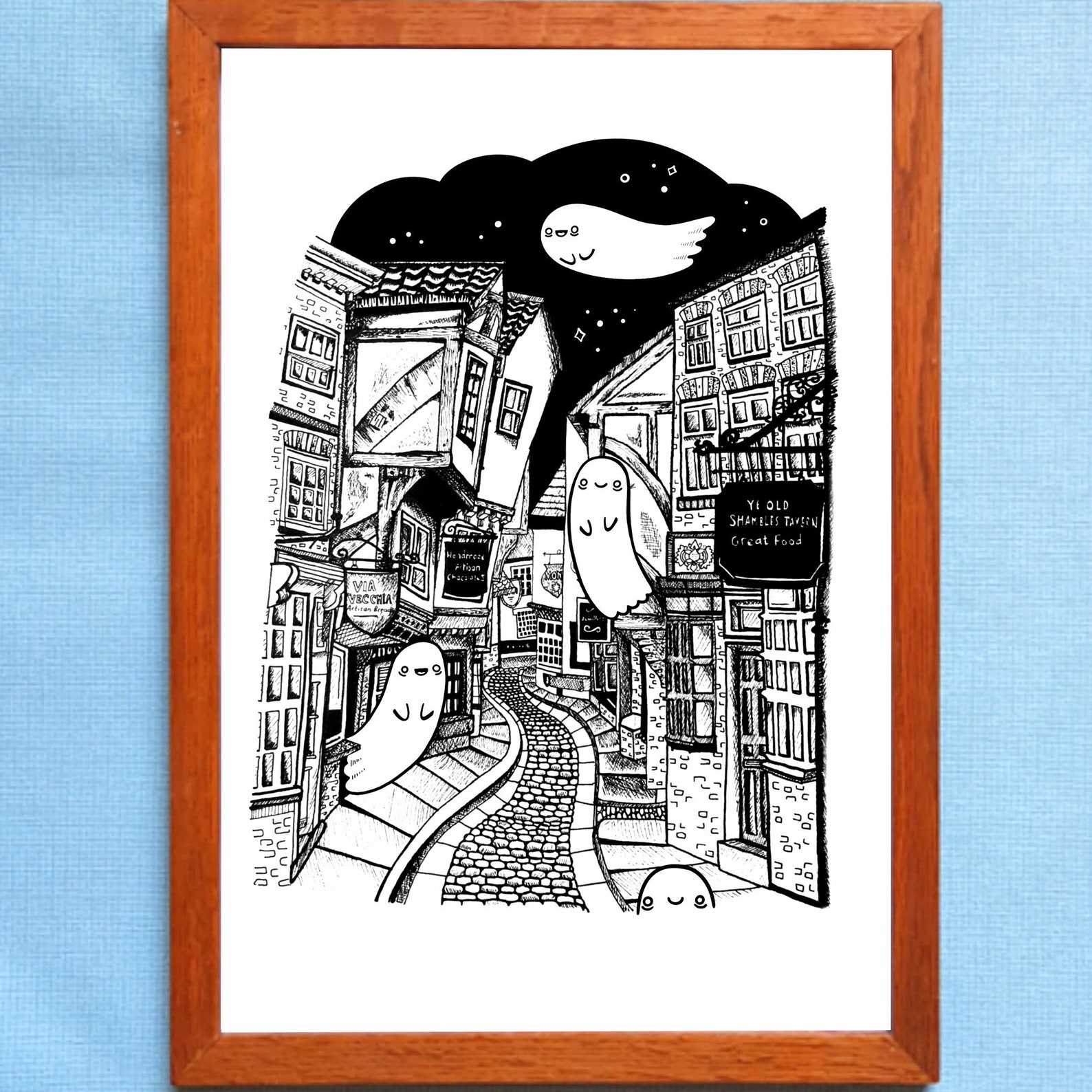 Haunted York the Shambles Black and White A4 Art Print - Etsy UK