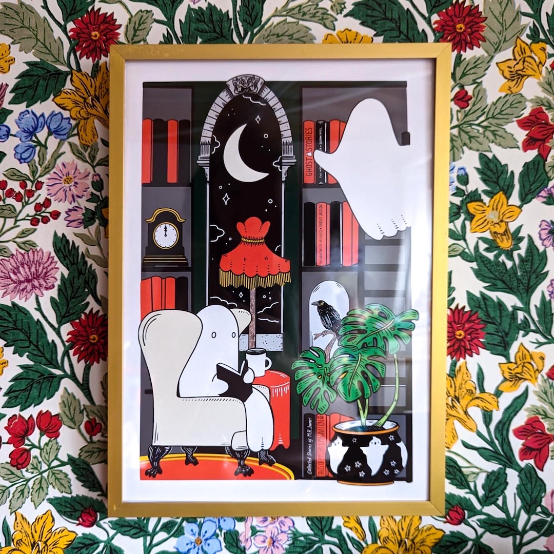Ghost Story Print, the Haunted Midnight Library A4 Art Print - Etsy