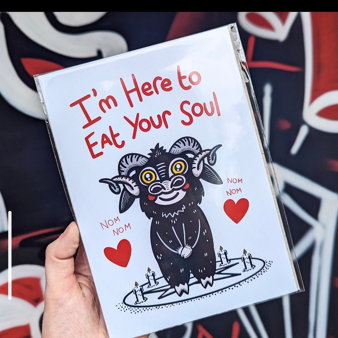 Cute Goat Demon "i'm Here to Eat Your Soul" A5 Black Philip Print - Etsy
