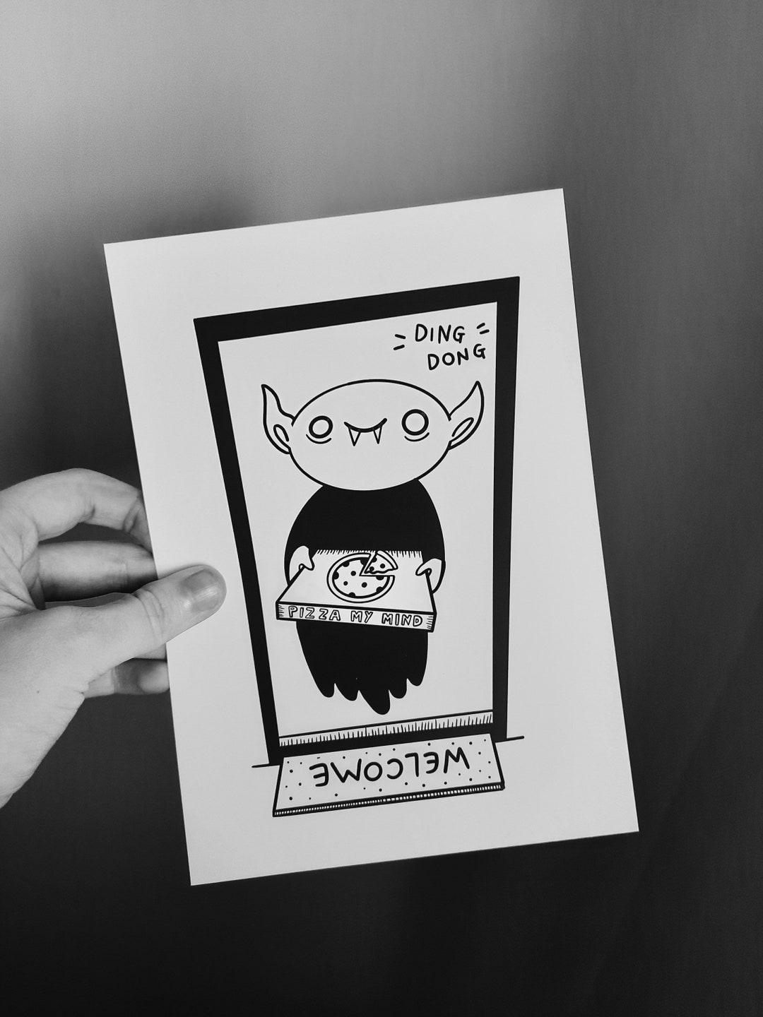Vampire With Pizza Drawlloween A5 Print - Etsy