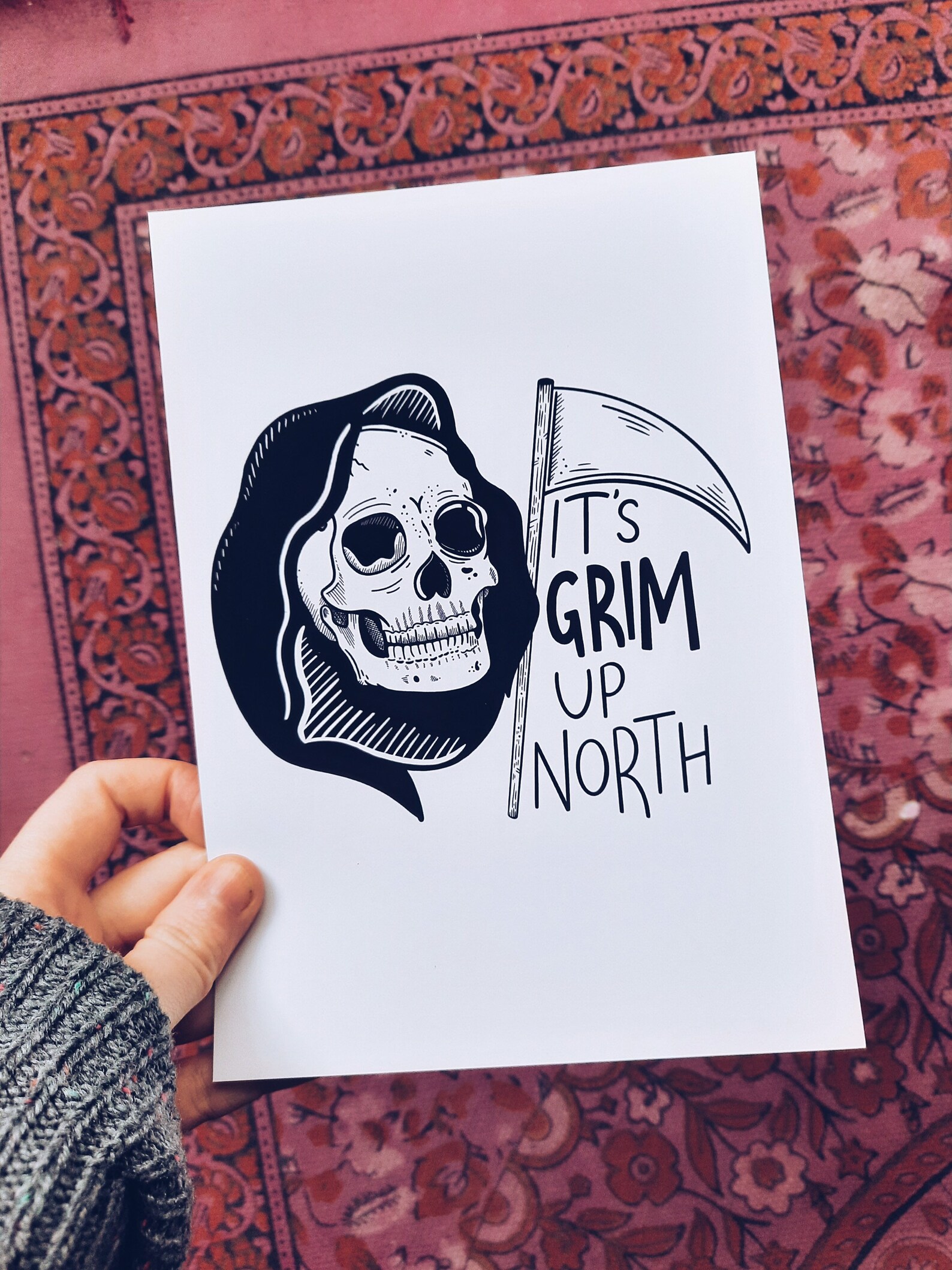 It’s Grim up North Funny Gothic Skull A5 Art Print - Etsy