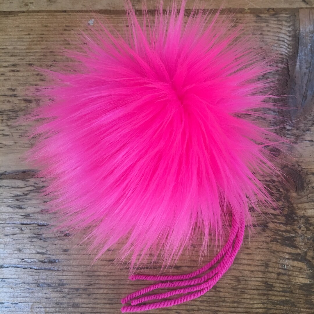 Shocking Pink Faux Fur Pom Pom | Handmade in UK | Hand Washable ...